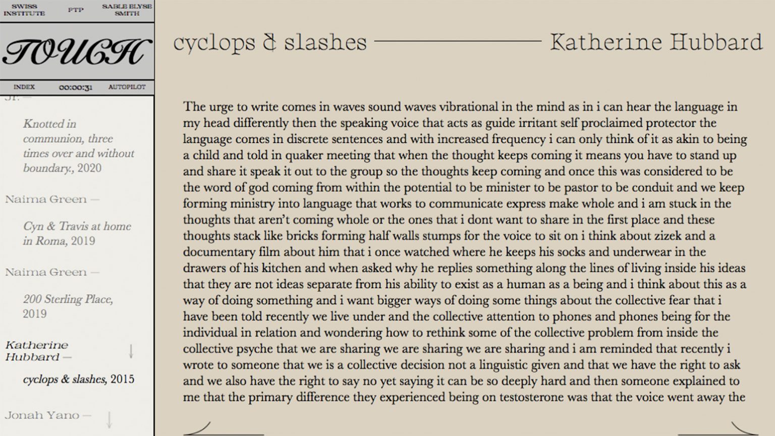 Professor Hubbard Publishes Essay for Sable Elyse Smith's Online ...